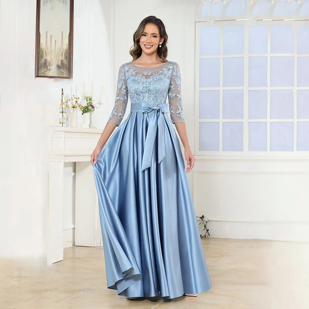 Customized Satin Mother of The Bride Dresses with Pockets Long Lace ...