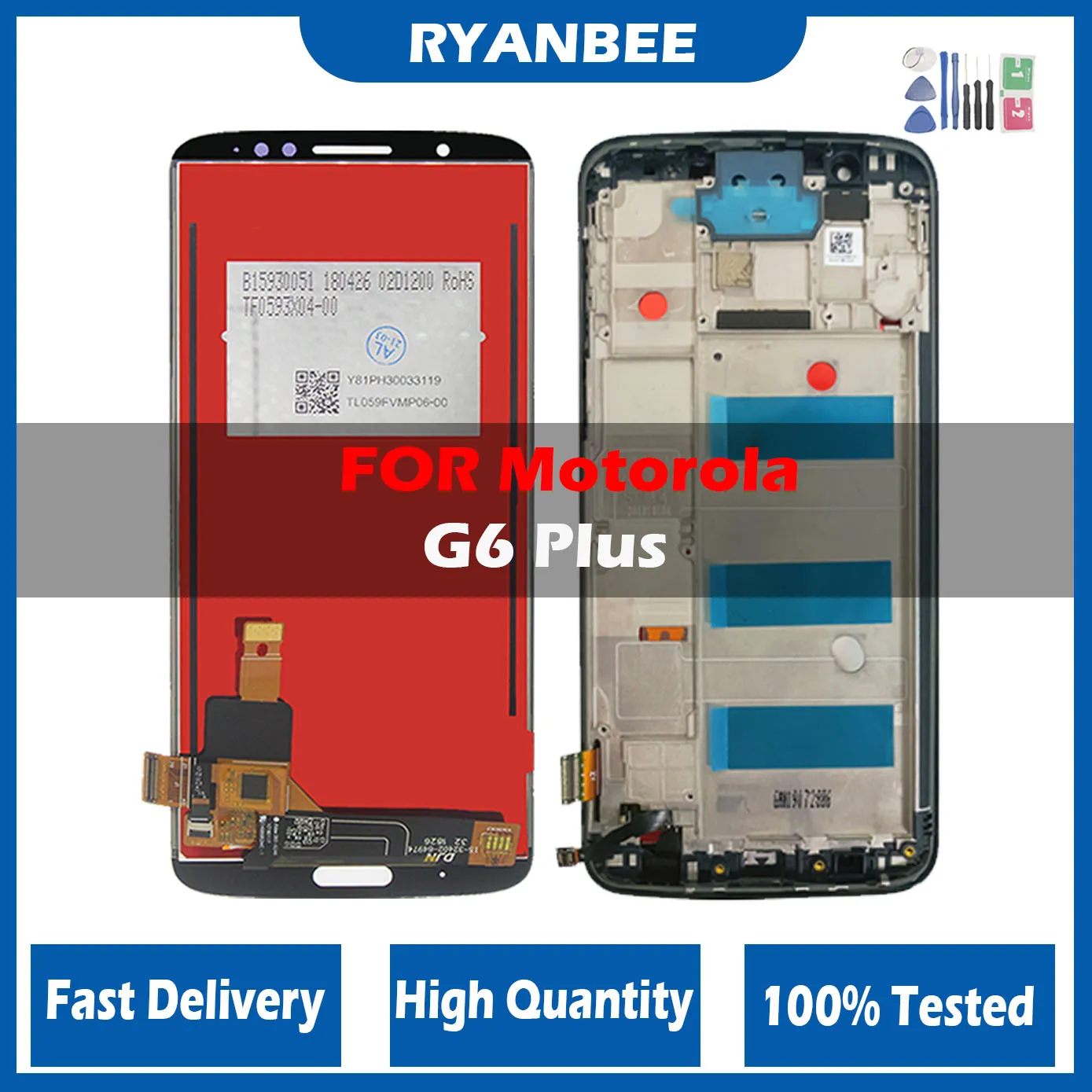 Original 5.9" LCD For Moto G6 Plus Display Touch Screen With Frame ...