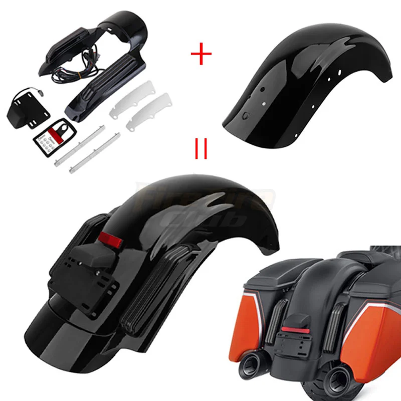 Motorcycle LED Style Rear Fender System Extension Fascia Set For Harley ...