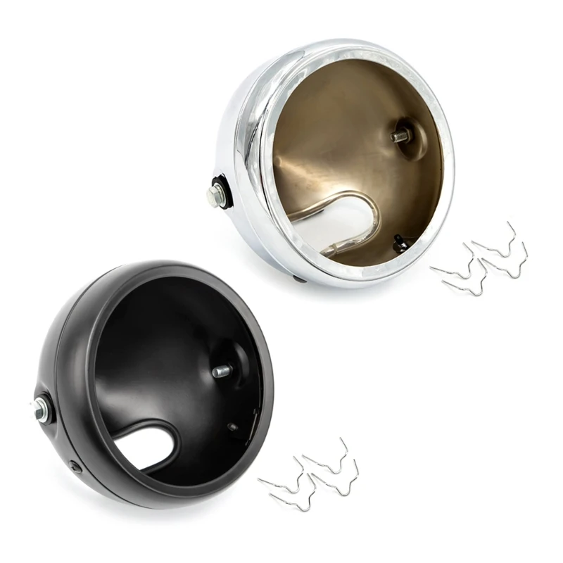 Motorcycle-Matte-Black-Headlight-5-75inch-Retro-Bucket-Motorcycle ...