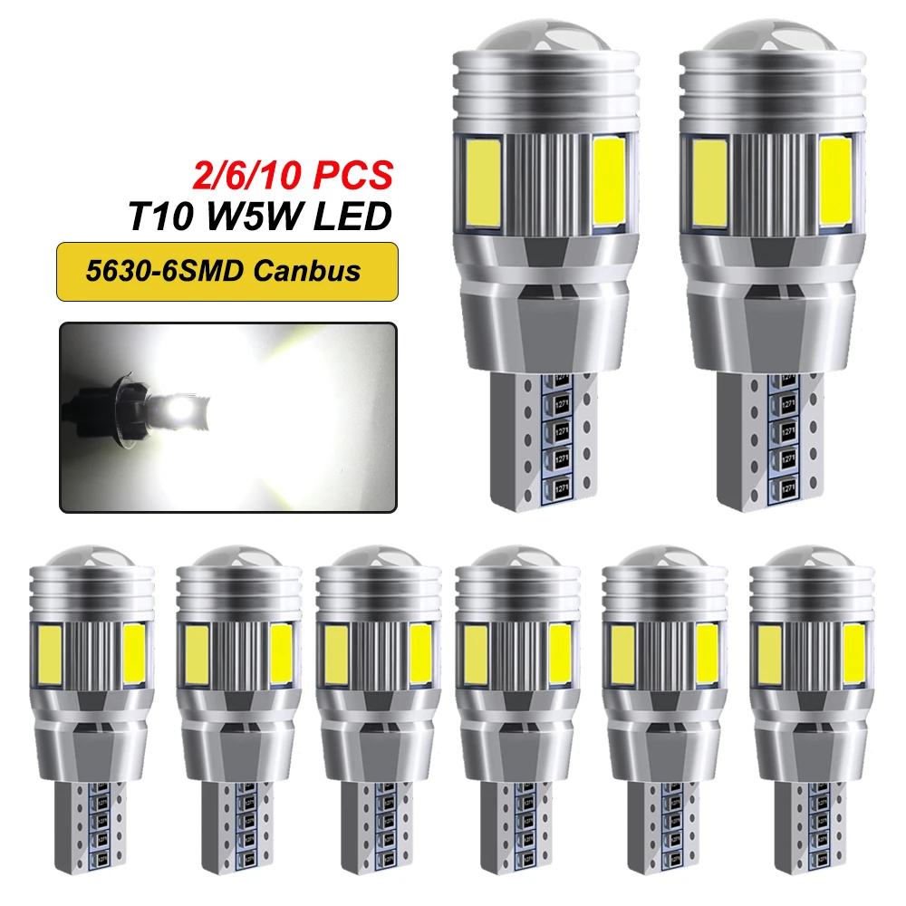 2-6-10-PCS-T10-W5W-LED-Bulb-Canbus-12V-5630-6SMD-7000K-Super-Bright ...