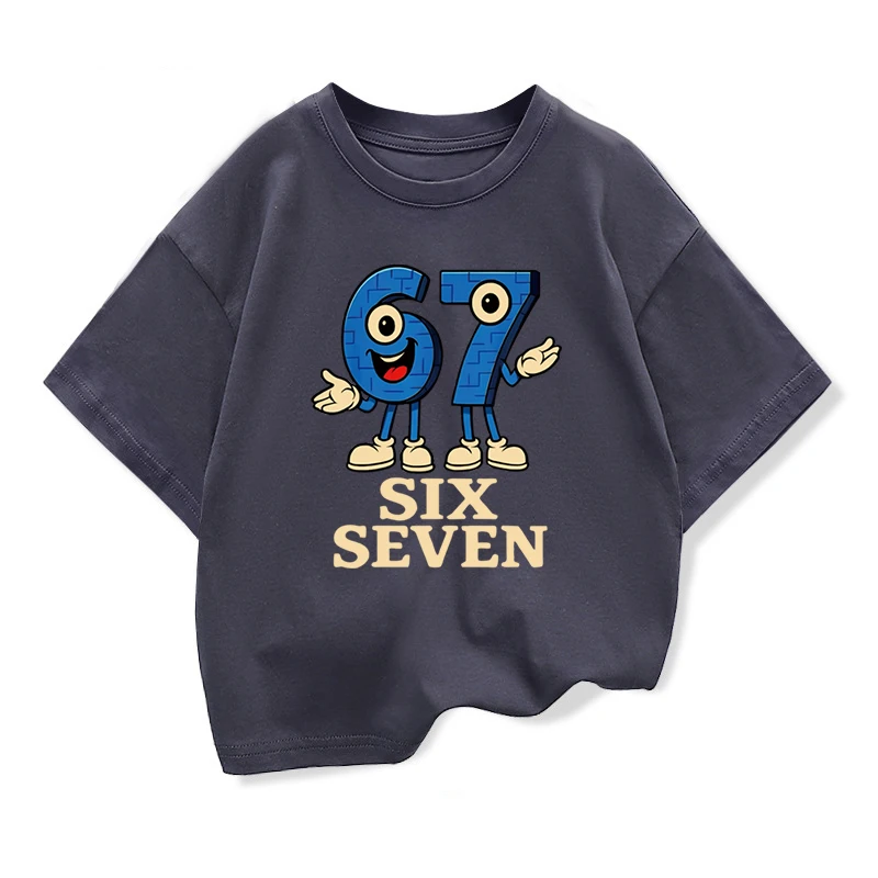 67 Six Seven T-Shirt For Boys Girls Funny Digital Print Caual Short ...