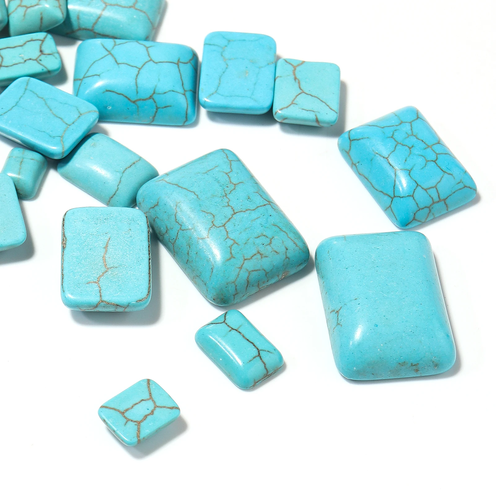 10Pcs/Lot Natural Stone Rectangle Cabochon Blue Turquoise Spacer ...