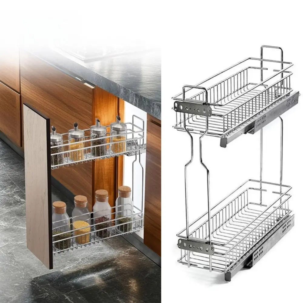 2 Layer Condiments Pull Out Basket Pull Out Design Durable Spice Rack ...