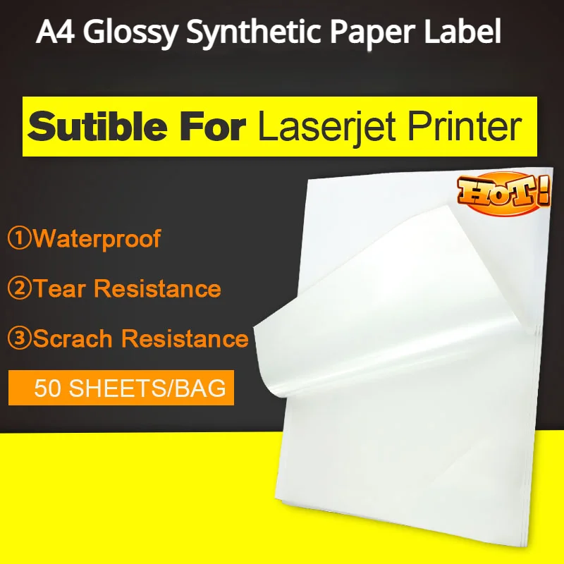 A4-Laser-Glossy-PP-Synthetic-Label-Paper-50-Sheets-Weatherproof-Tear ...