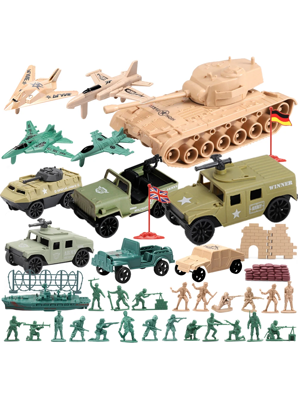 ViiKONDO-Army-Men-Toy-Military-Playset-Green-vs-Tan-Soldier-79pcs ...