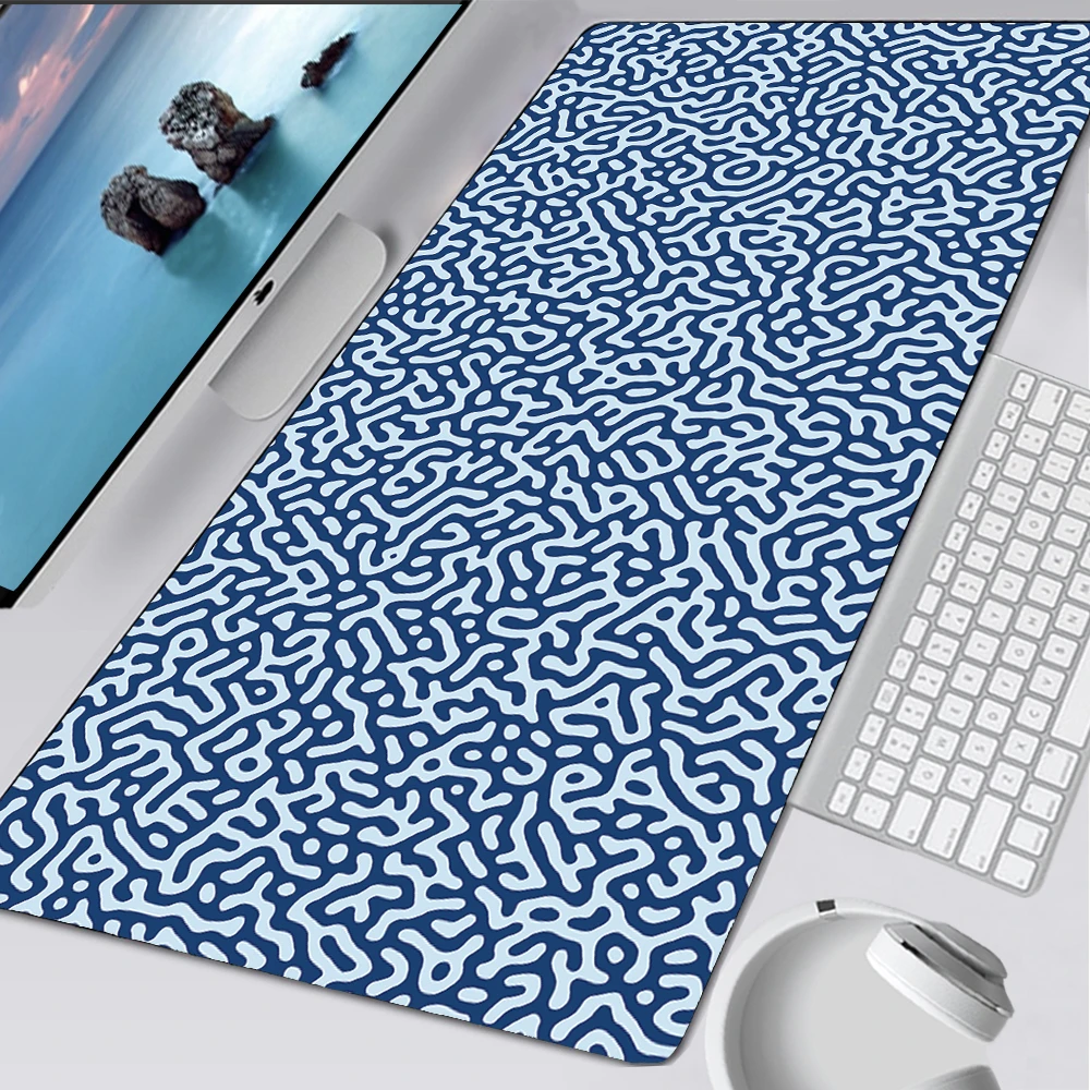 Blue Mouse Pad 80x40 and White Simple Pattern Mat for Laptop Gamer ...