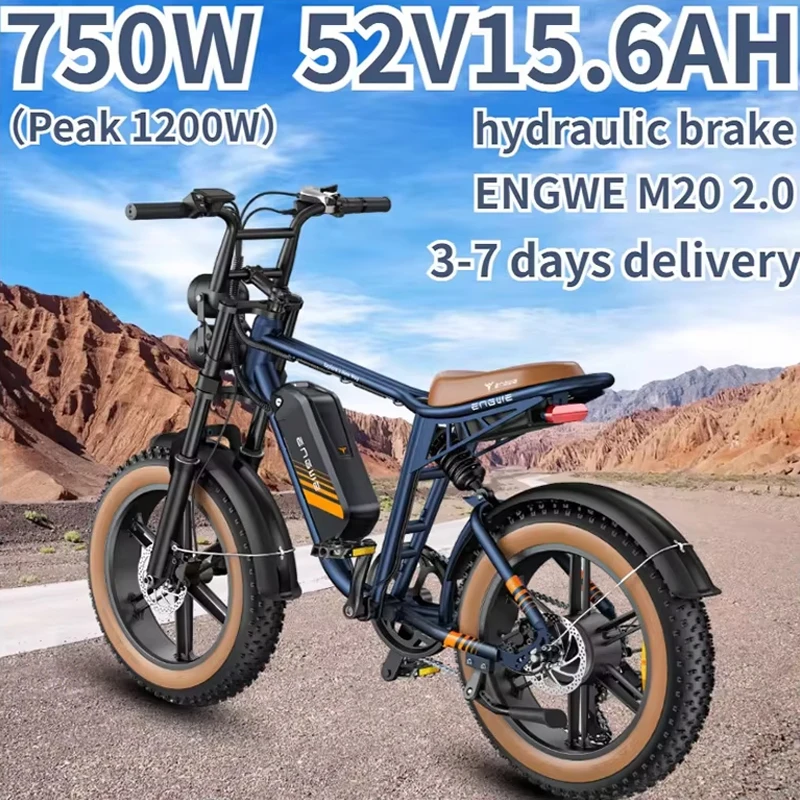 ENGWE M20 2.0 Electric Bicycle 750W Motor 52V15.6AH Mountain E-bike Off-road Electric Motorcycle ...