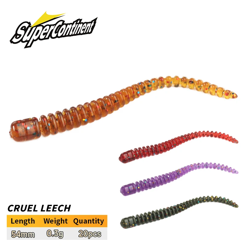 Supercontinent cruel leech Soft Baits 54mm/20pcs Artificial Fishing ...