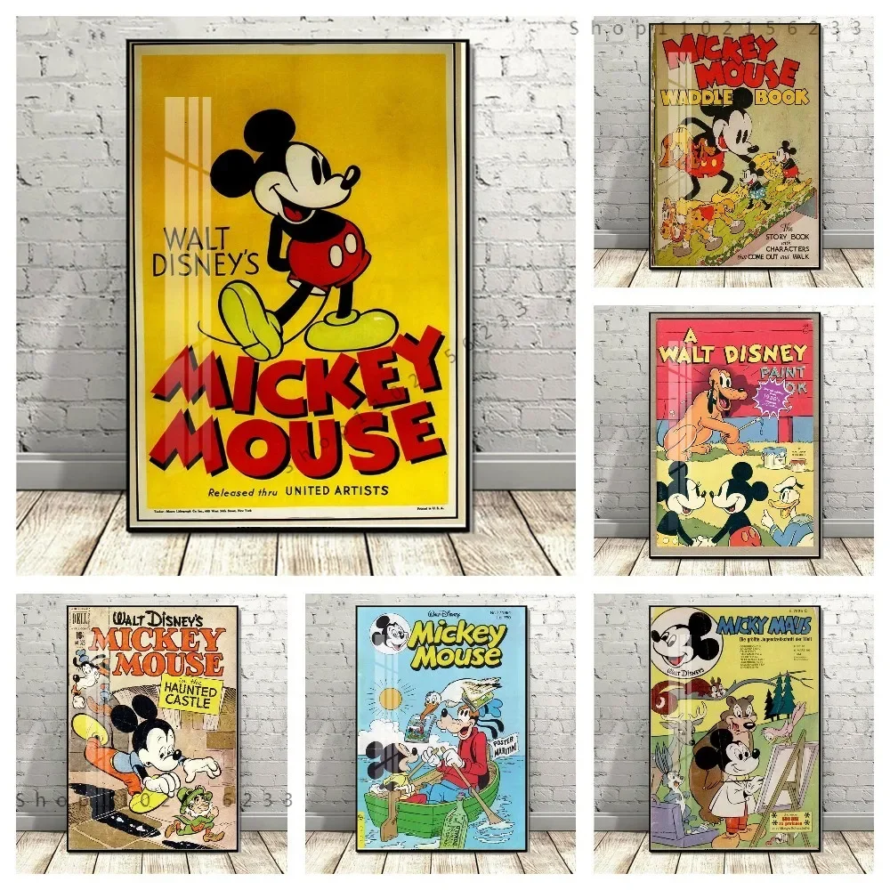 Disney-Mickey-Poster-Klasik-Retro-dan-Minnie-Canvas-Painting-Posters ...