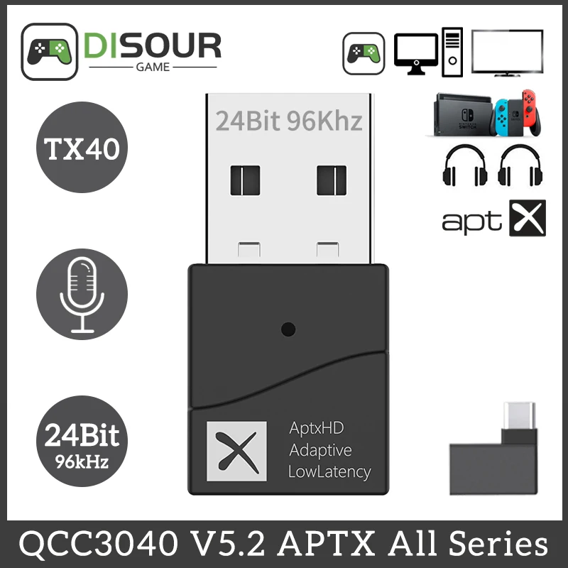 Bluetooth 5.2 Audio Transmitter Qualcomm QCC3040 24Bit aptX Adaptive LL ...