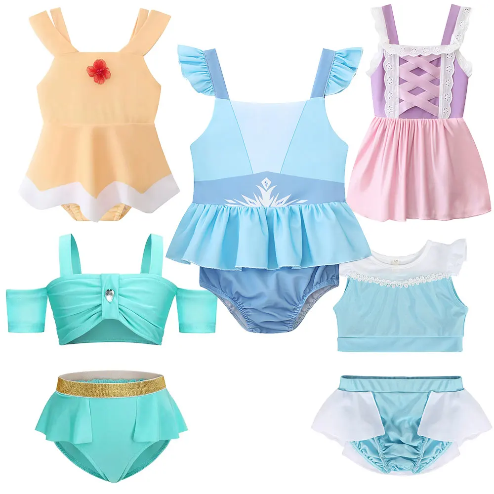 Fancy Princess Theme Swimsuit Pool Party Costume Elsa Jasmine Belle ...