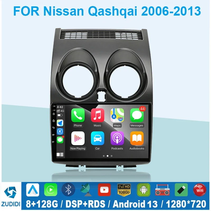 AI-Voice-Car-Radio-Android-Auto-Multimedia-For-Nissan-Qashqai-J10-2006 ...