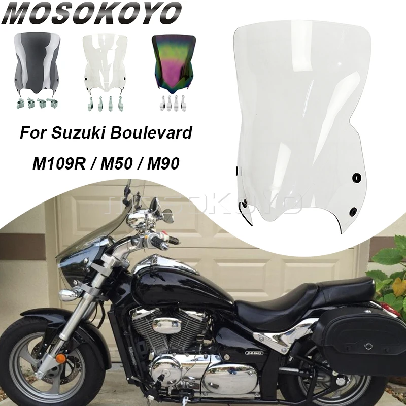 Motorcycle-Windshield-WindScreen-w-Mount-Bracket-for-Suzuki-Boulevard ...