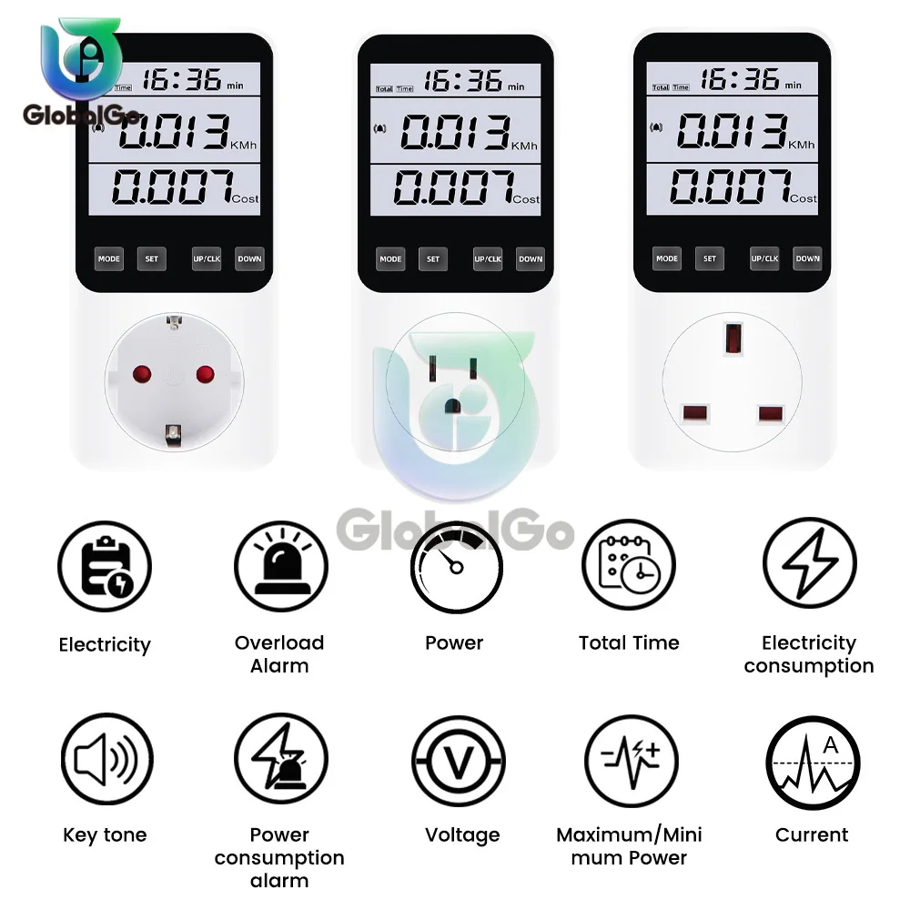 EU-Plug-AC-Power-Meter-Socket-220V-Digital-Voltmeter-Wattmeter ...