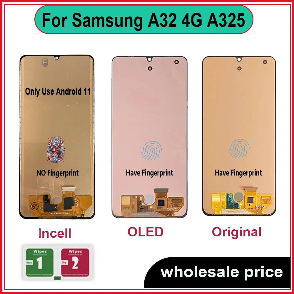 Pantalla LCD Original para móvil, montaje de digitalizador táctil para Samsung Galaxy A32 4G ...