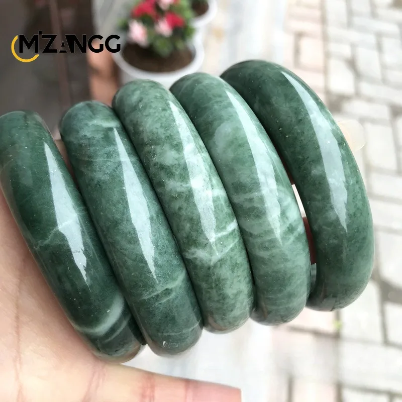 Natural Oil Green Jade Bangles Hand-carved Simple Fashion Mineral Gift ...
