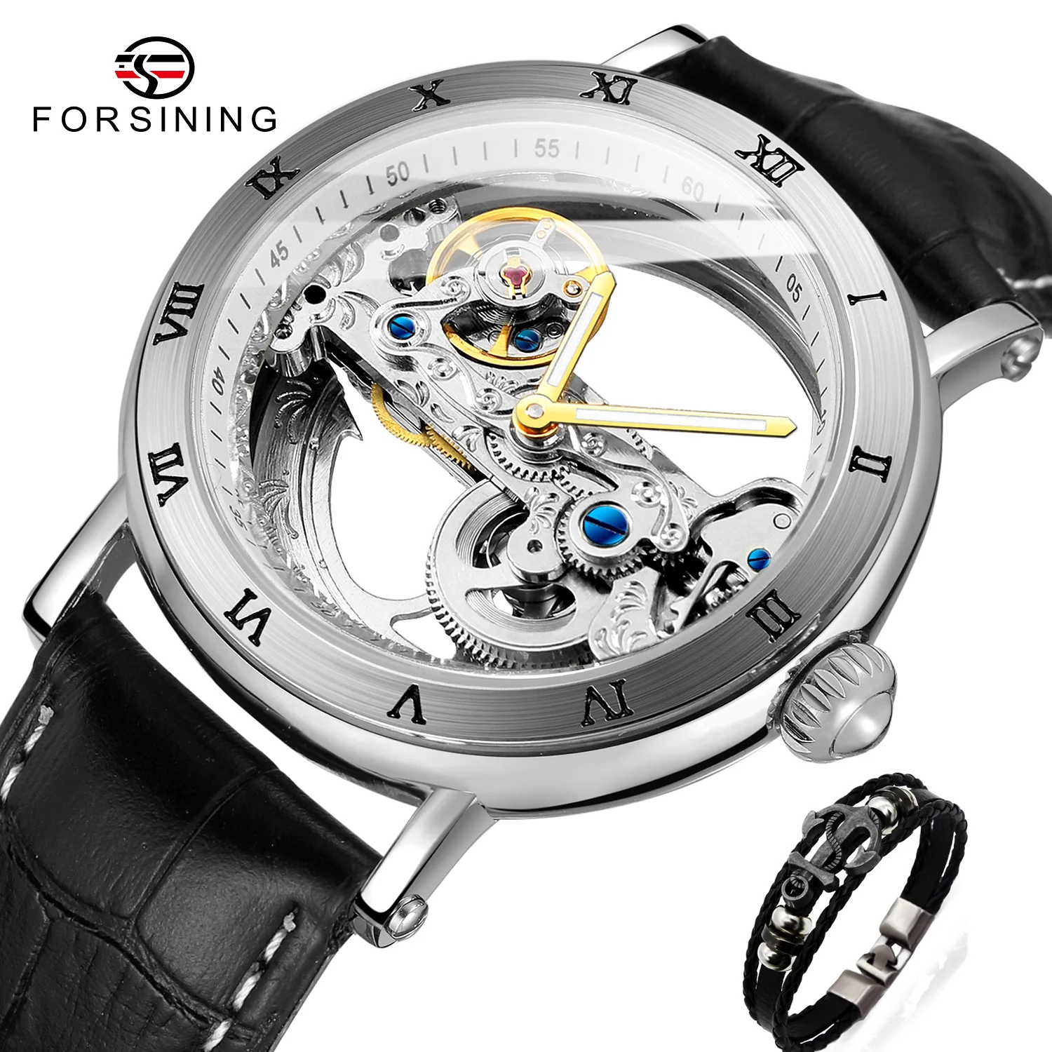 Forsining-208S-Fashion-Transparent-Skeleton-Mechanical-Watch-Men-Leather-Waterproof-Luminous ...