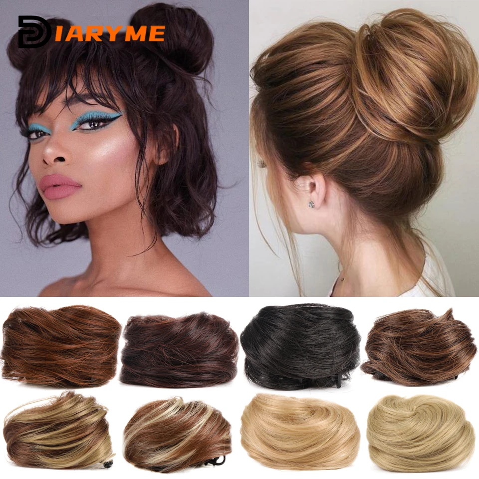 Synthetic Claw Clip Chignon Hair Extention Hair Bun Meatball Head Hair ...
