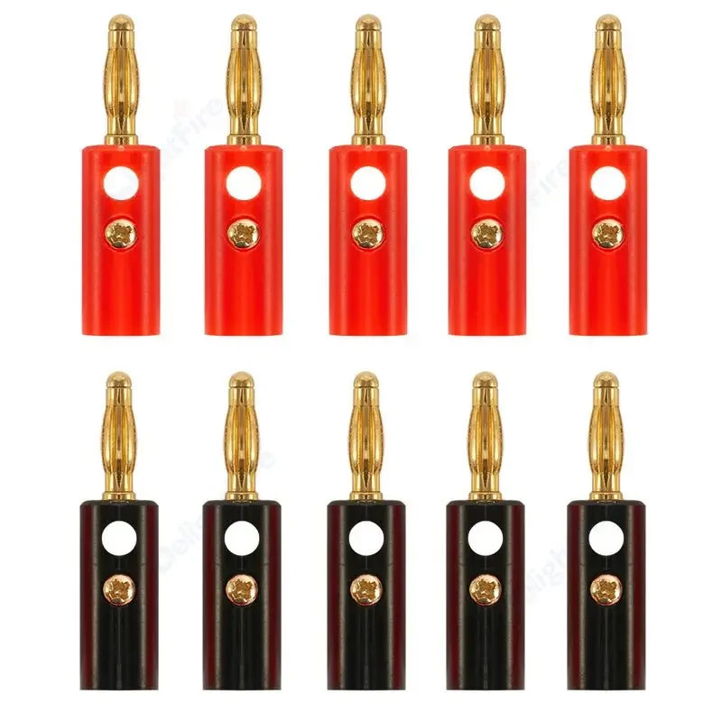 1-5-10pcs-Red-Black-Audio-Speaker-Banana-Plug-Gold-Plated-Connector ...