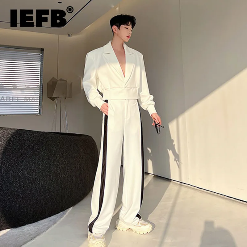 Iefb Korean New Fashion Men's Sets Two-piece Solid Color Short Jacket ...