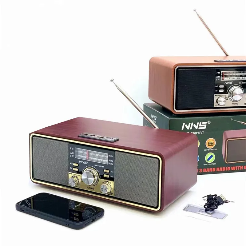 Retro-Wooden-Double-Horn-Card-Radio-Bluetooth-Speaker-AM-FM-SW-3-Bands ...
