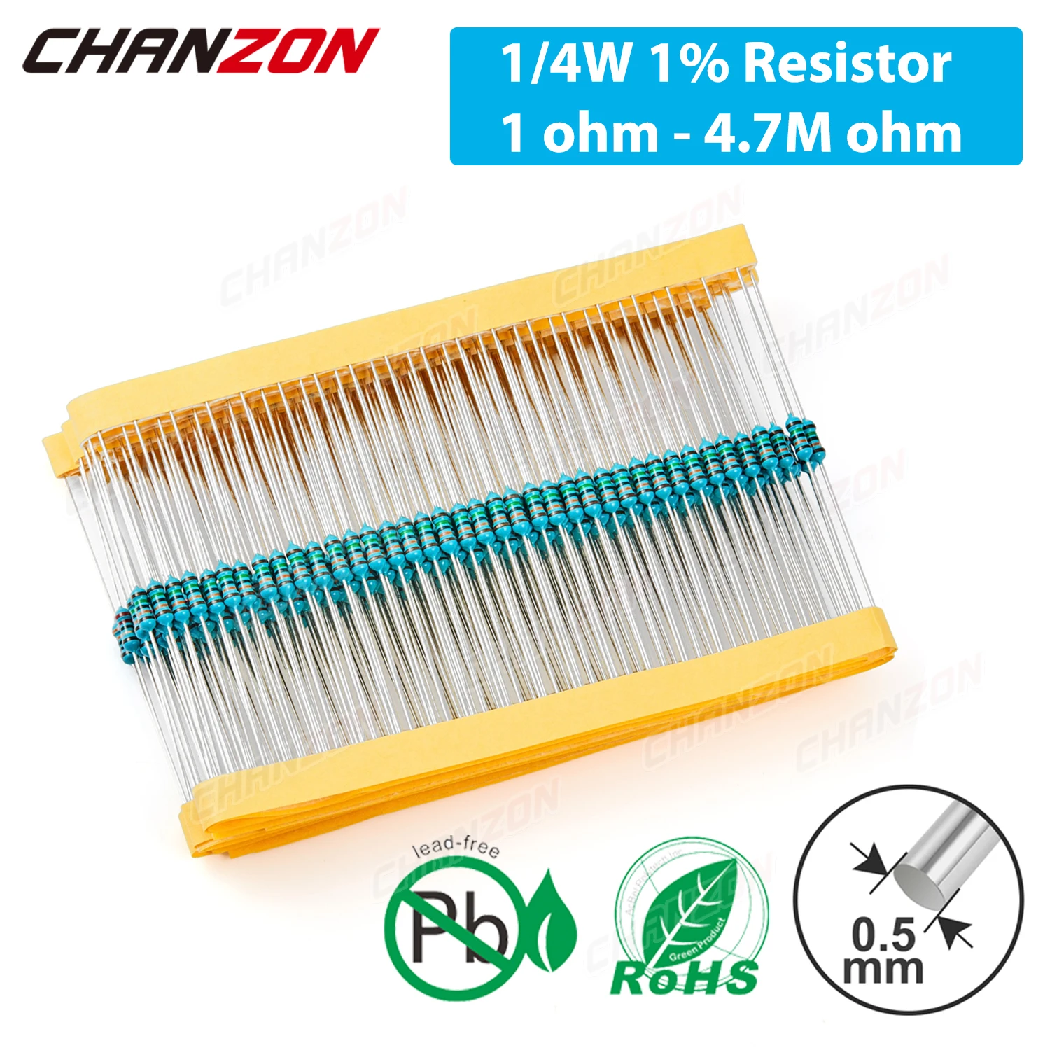 100 Pcs 1/4w 1% Metal Film Resistors 1ohm - 4.7m Ohm 1/4 Watt 0.25 W ...