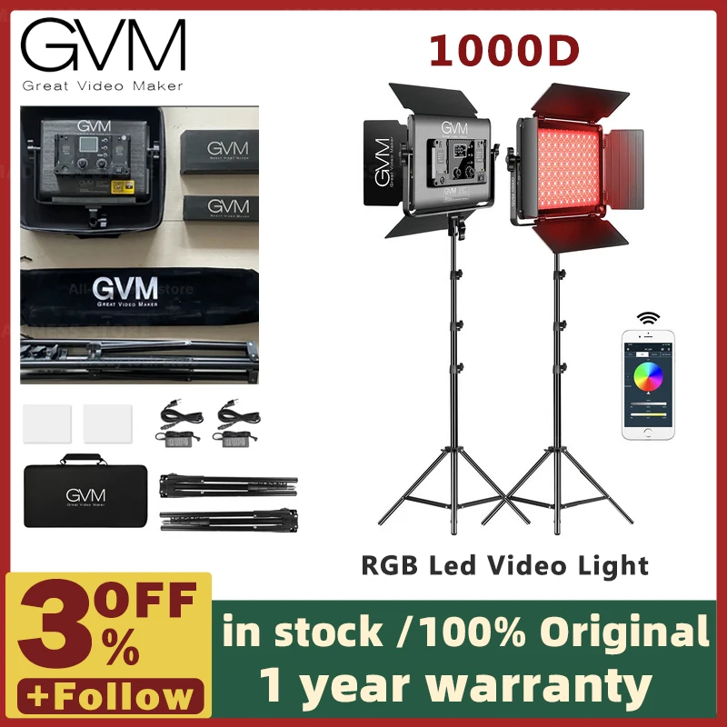 GVM 1000D RGB Kit Led Video Light Photography Lighting 3200 to 5600K ...