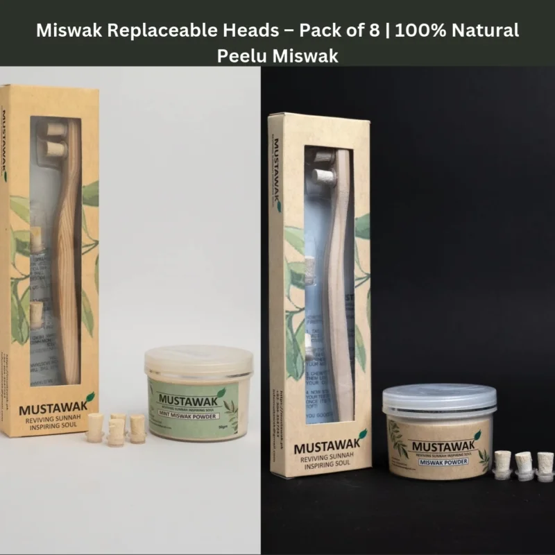 Mustawak Miswak Tooth Brush + 50gm Miswak Powder + 4 Replaceable Heads ...
