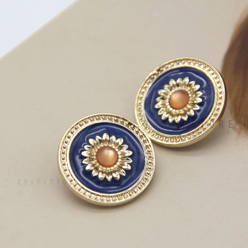 21mm Retro Blue Gold Metal Coat Buttons For Clothes Blazer Suit Uniform ...