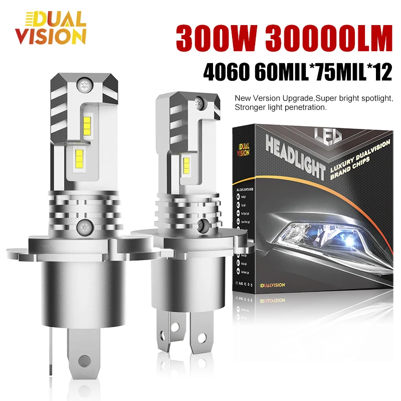 H4-9003-LED-300W-30000LM-LED-Canbus-Headlight-Bulb-CSP-Fanless-With ...