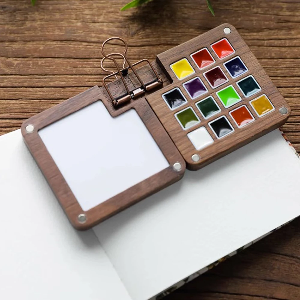 Mini-Wooden-Paint-Empty-Box-Palette-Portable-Watercolor-Travel-Paint ...