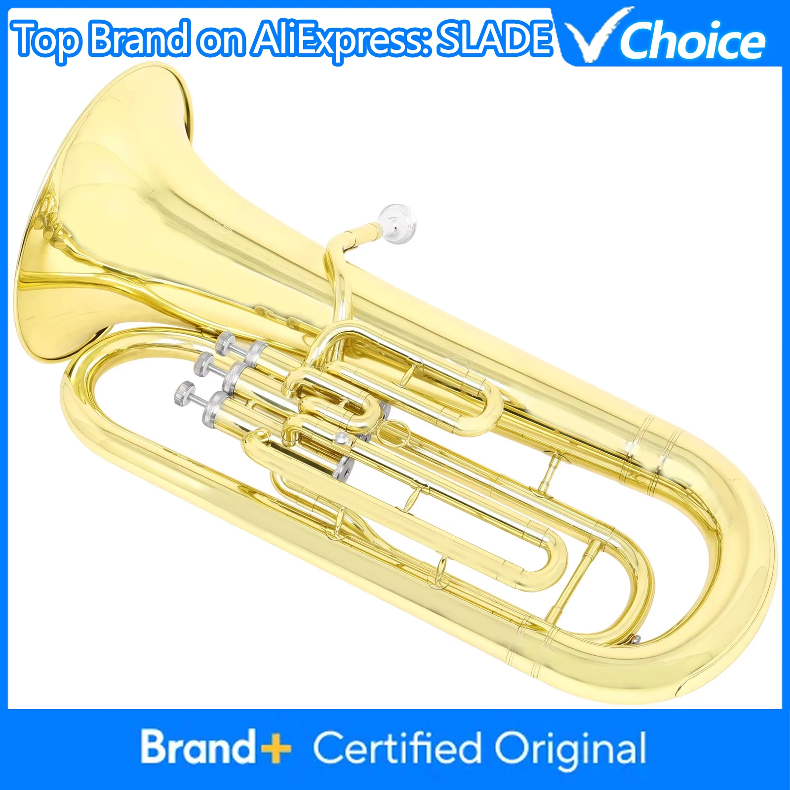 SLADE Baritone Horn Bb 3-Key Euphonium Brass Golden Brass Instrument ...
