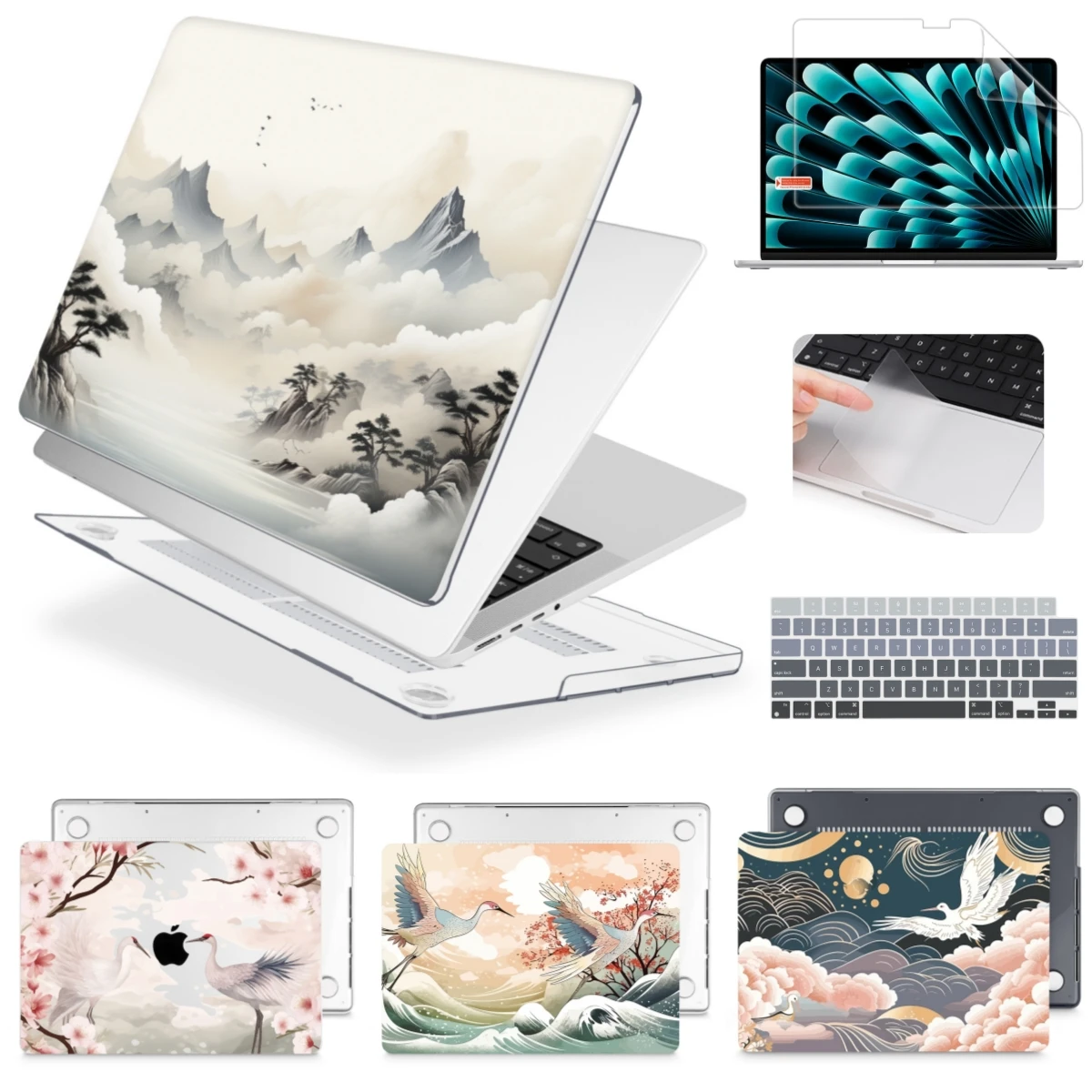 Chinese Style Shui Ink Landscape Hard Shell Case For MacBook 2025 M4 ...