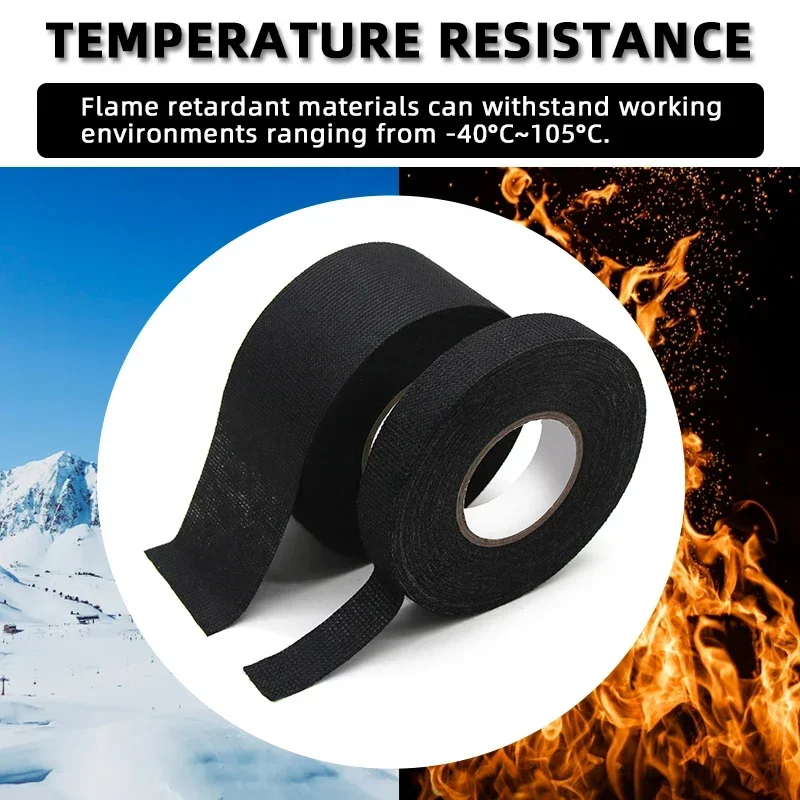 Adhesive-Cloth-Fabric-Tape-9-50mm-Heat-Resistant-Car-Cable-Organzier ...