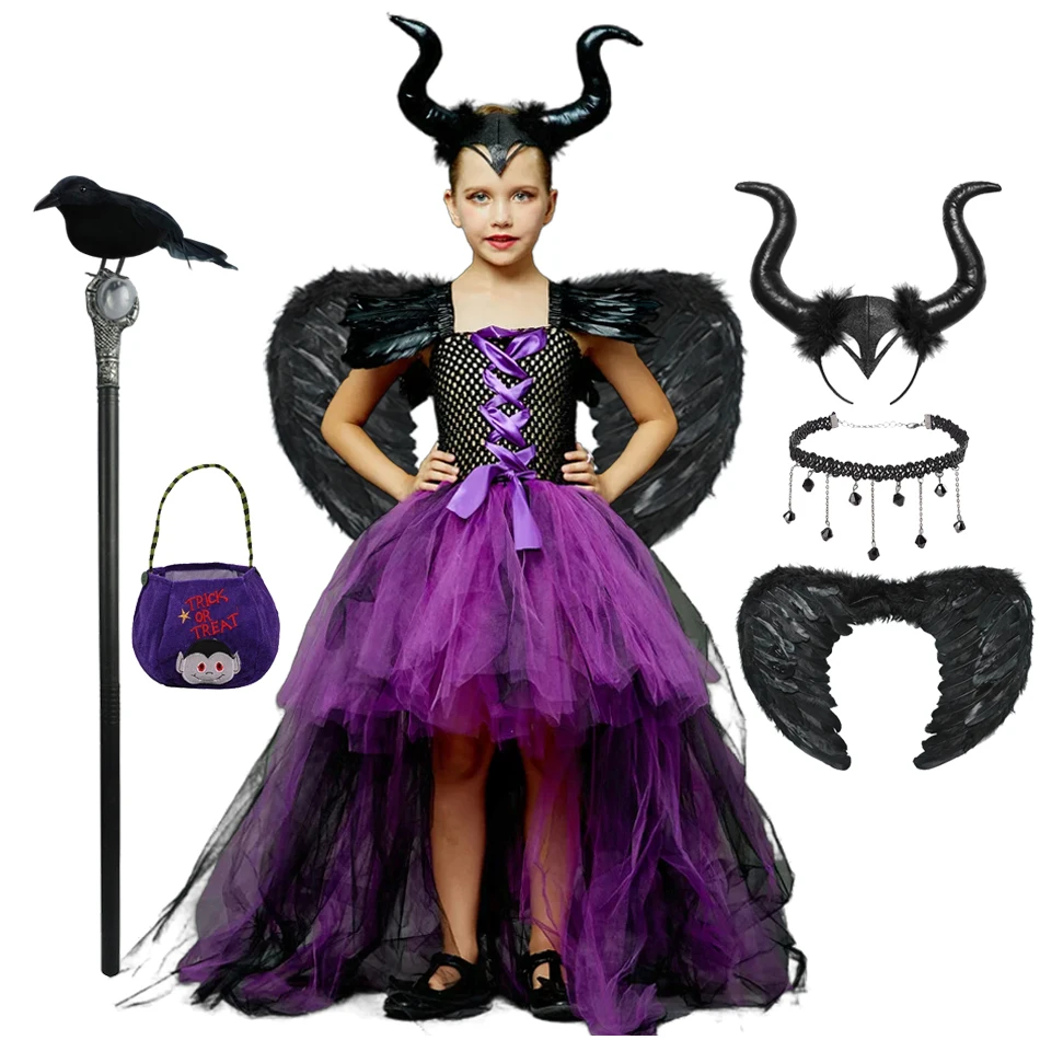 Mal-fica-disfraz-de-Halloween-para-ni-os-vestido-de-tul-para-ni-as ...