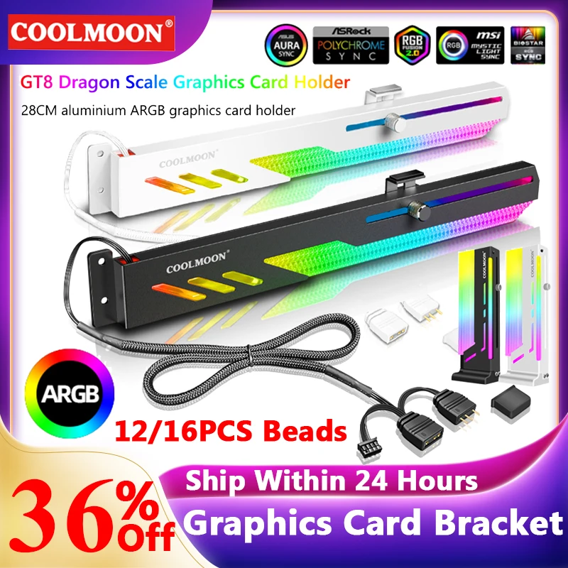 COOLMOON GT8 Horizontal GPU Support ARGB Bracket Computer Video Card ...