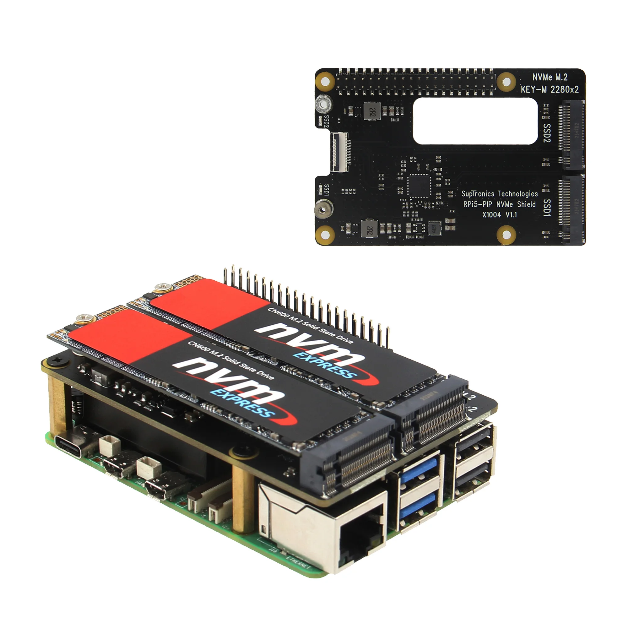 Geekbord-X1004-PCIe-to-Dual-M-2-NVMe-SSD-Shield-PCIe-Peripheral-Board ...