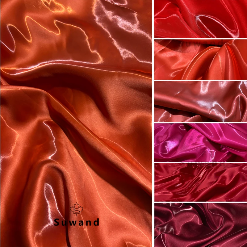Red Fuchsia Burgundy Glossy Metallic Liquid Satin Fabric Water Gloss ...