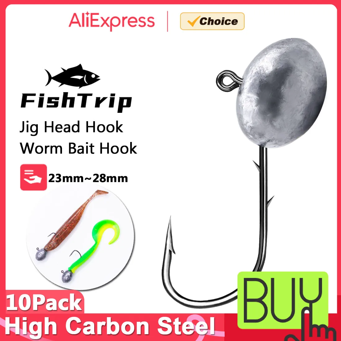 FishTrip 10Pcs Jig Head Hook Micro Baitholder Fishing Hook Soft Lure ...