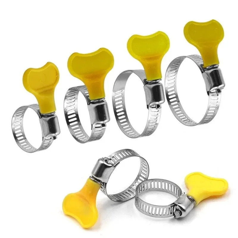 5-pcs-8-44mm-Adjustable-Yellow-Plastic-Handle-Hand-Twist-Hose-Clamps ...