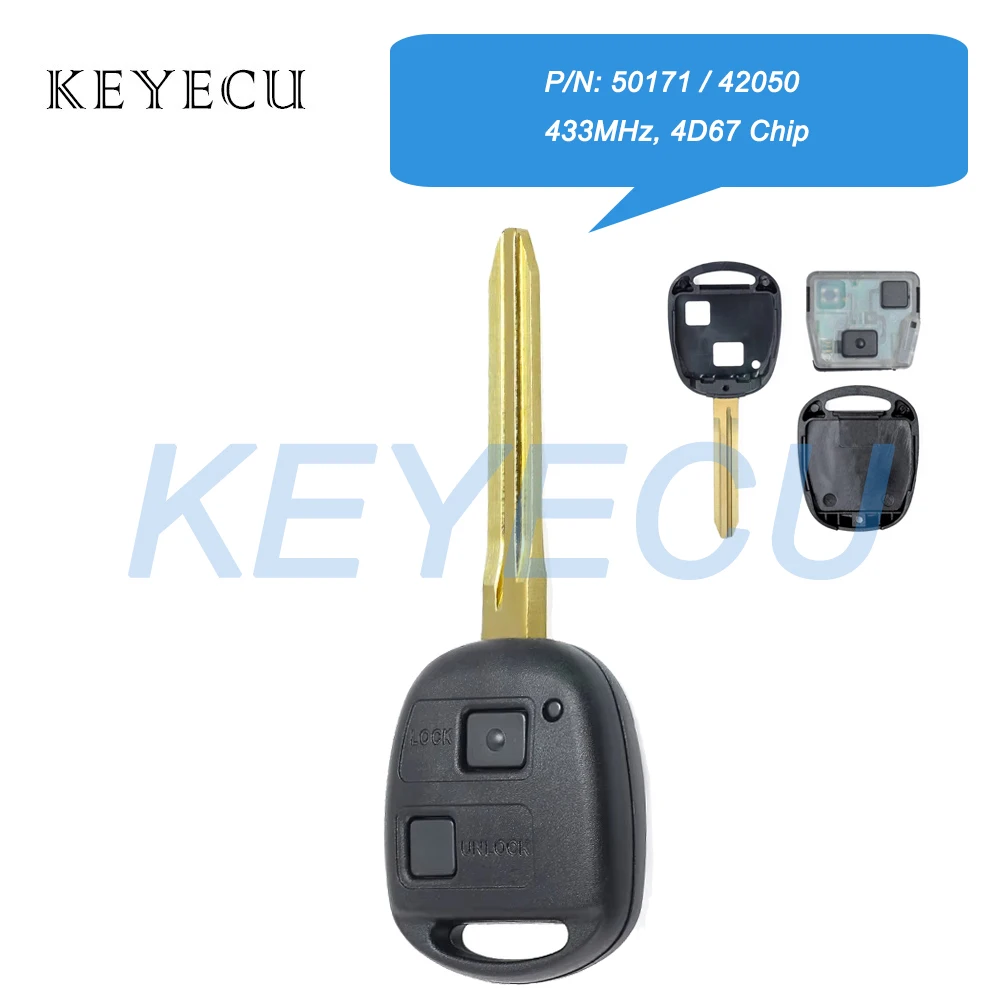 Keyecu P/N: 50171 42050 433MHz 4D67 Chip Remote Car Key Fob 2 Buttons ...