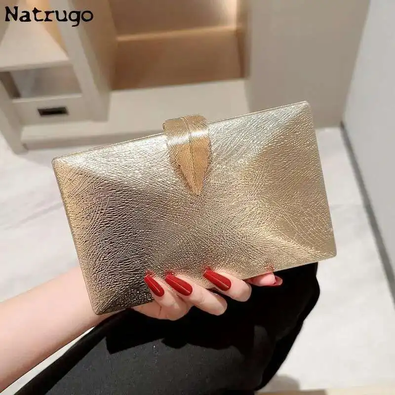 Metallic Party Clutch Purse Box Shape Evening Bags Gold Silver White ...