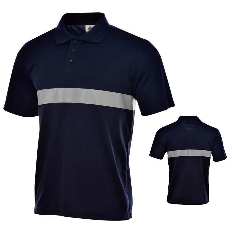 Navy Work Shirt Men Safety Polo Shirt Summer Construction Workwear With ...
