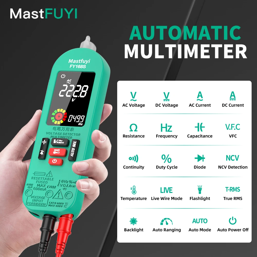 MASTFUYI Professional Digital Multimeter AC/DC Voltage Current 6000 ...