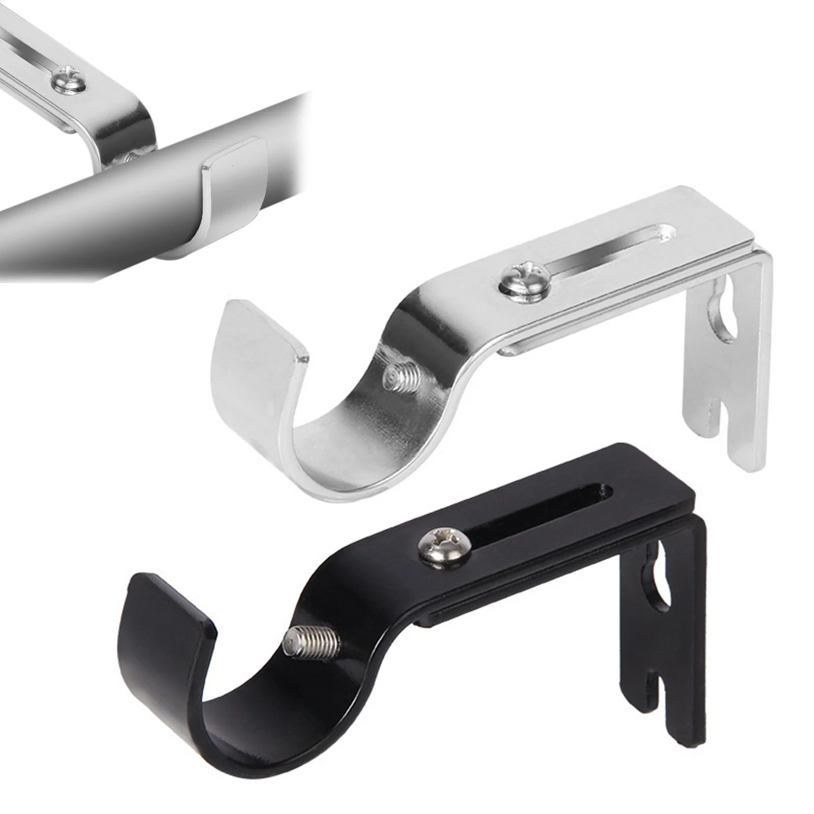 Wall-mounted Curtain Rod Support Extendable Metal Roman Pole Bracket ...