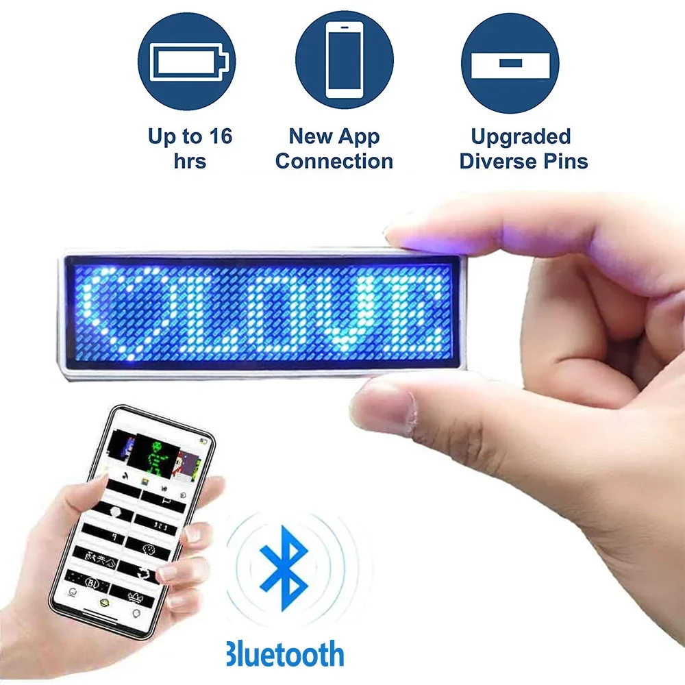 LED Fully New Bluetooth LED Name Badge DIY Programmable Scrolling ...