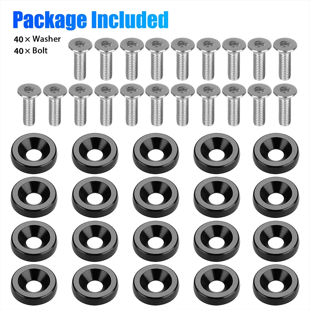 40Pcs-Billet-Fender-Bumper-Washer-Bolt-Engine-Bay-Screw-Dress-Up-Kit-M6 ...