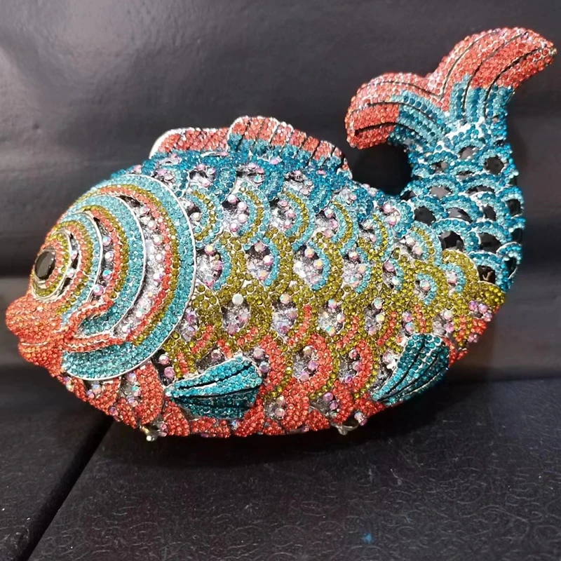 XIYUAN Women Fish Shape Crystal Evening Bag Lady Stone Clutch Bags ...