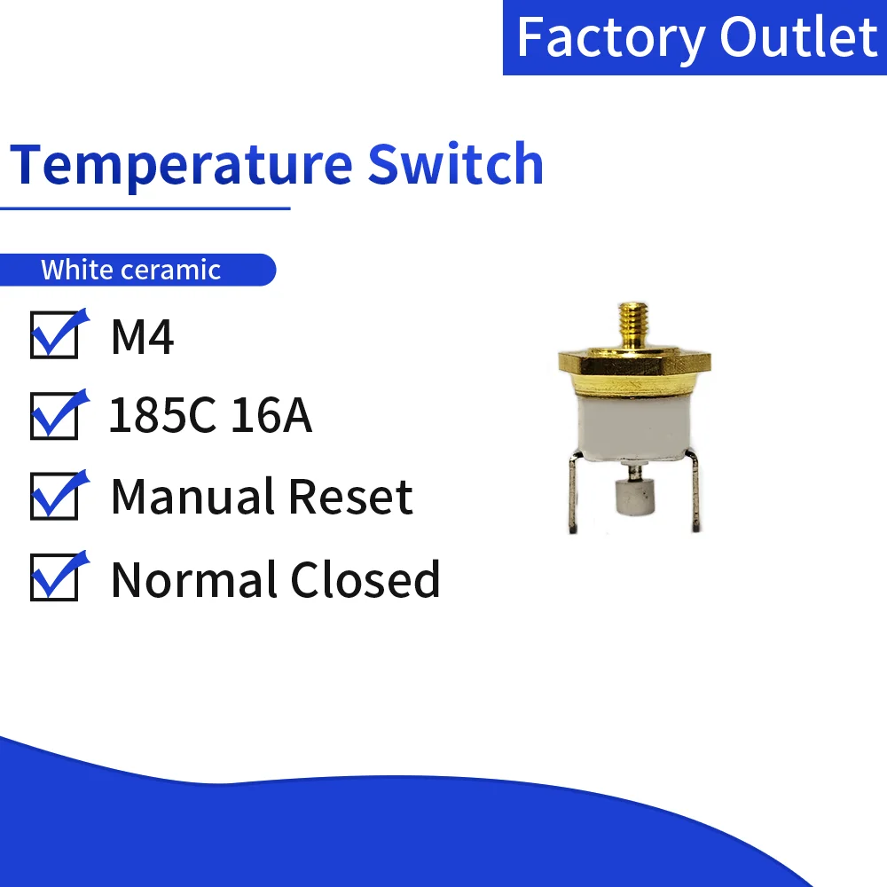 5PCS M4 185C Manual Reset Normal Closed 16A 250V Temperature Switch ...